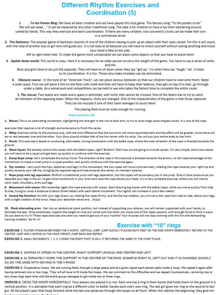 Rhythm and Coordination Exercises | PDF