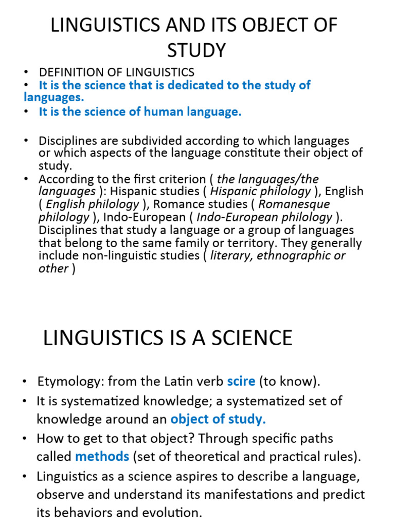 Linguistics and Its Object of Study | PDF | Linguistics | Communication