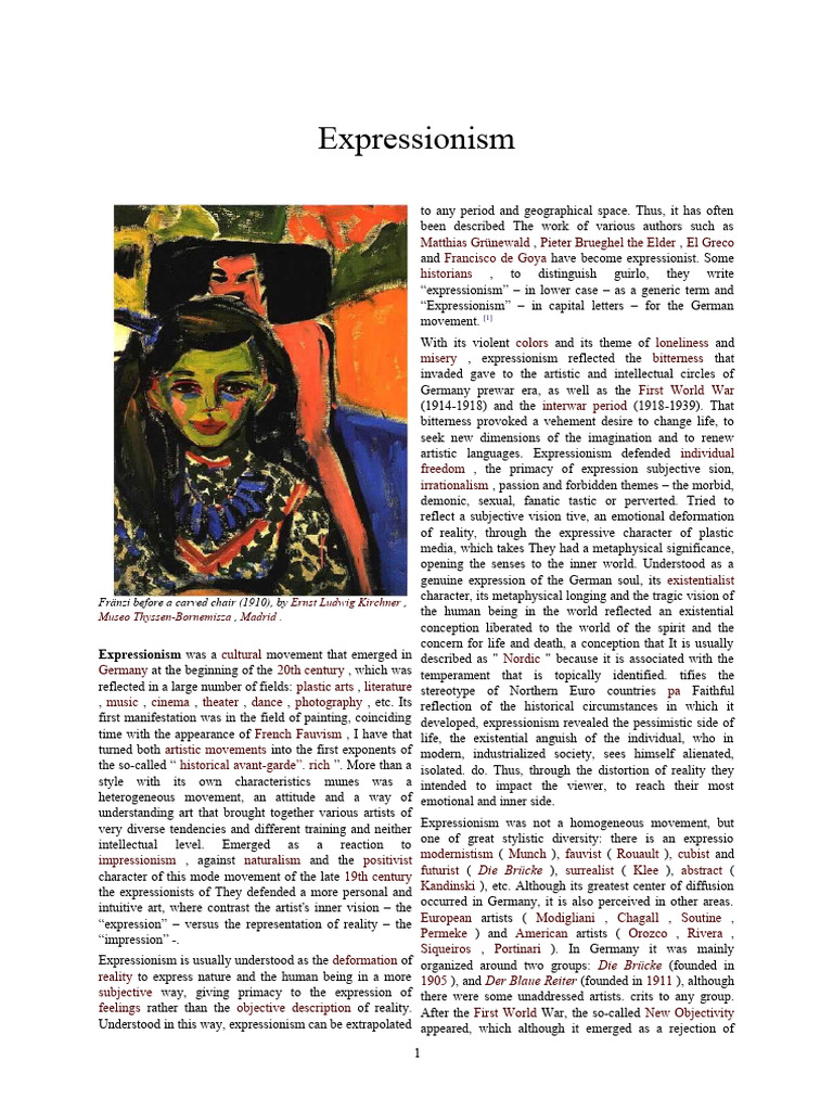 Expressionism PDF | PDF | Expressionism | Art Movements