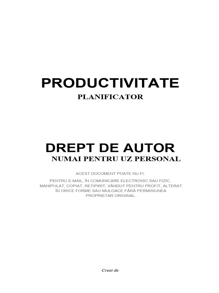 Planificator de Productivitate | PDF