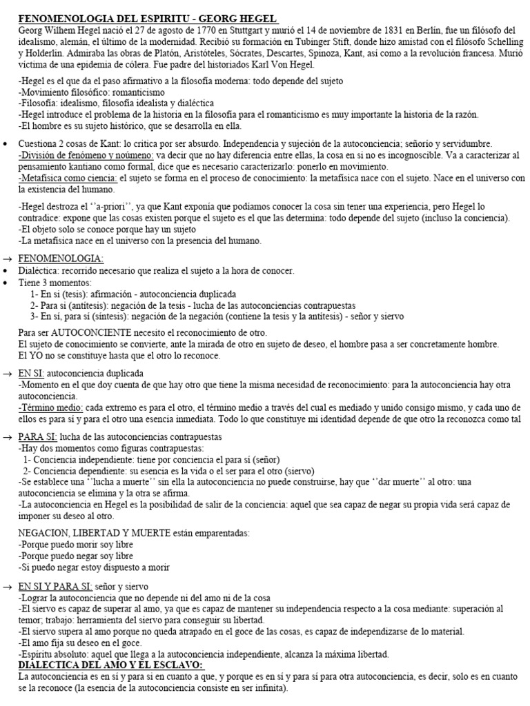 Fenomenología del Espíritu de Hegel | PDF | Georg Wilhelm Friedrich ...