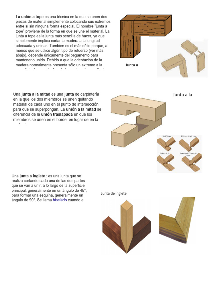 Diferentes Tipos de Juntas de Madera | PDF | Madera | Carpintería