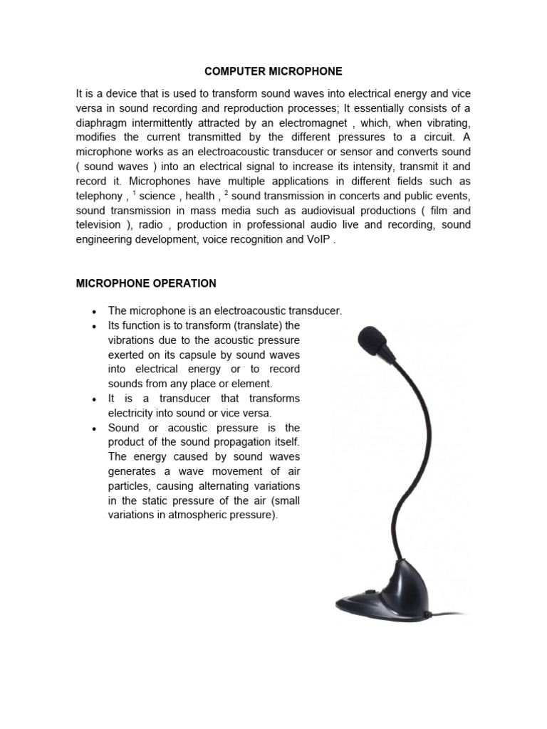 Computer Microphone | PDF | Microphone | Sound Computer Microphone | PDF | Microphone | Sound
