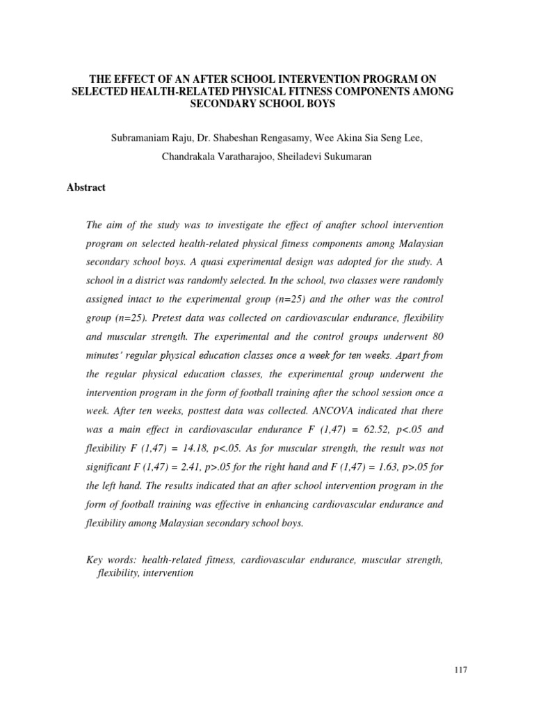 1 The Effect of An After School Intervention Program | PDF | Physical ...