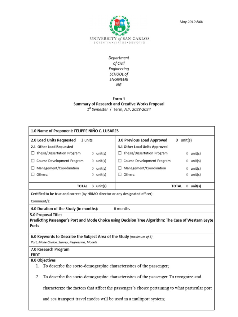 Form1 SummaryofResearchandCreativeWorksProposal | PDF | Data ...