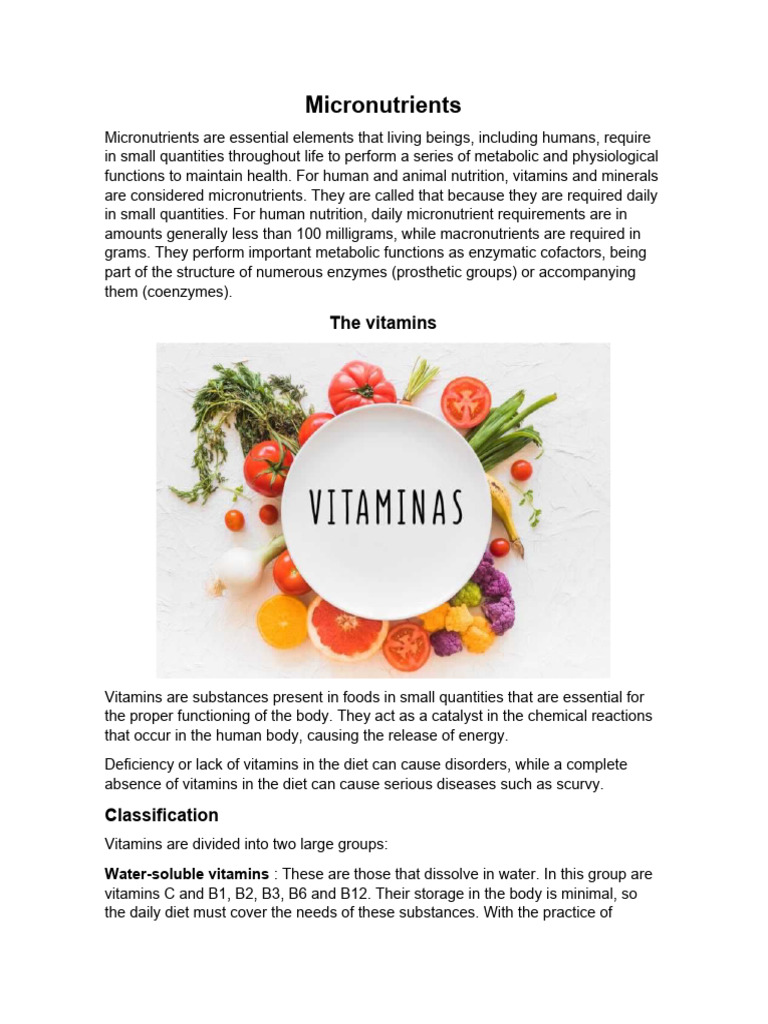Micronutrients | PDF | Vitamin | Cofactor (Biochemistry)