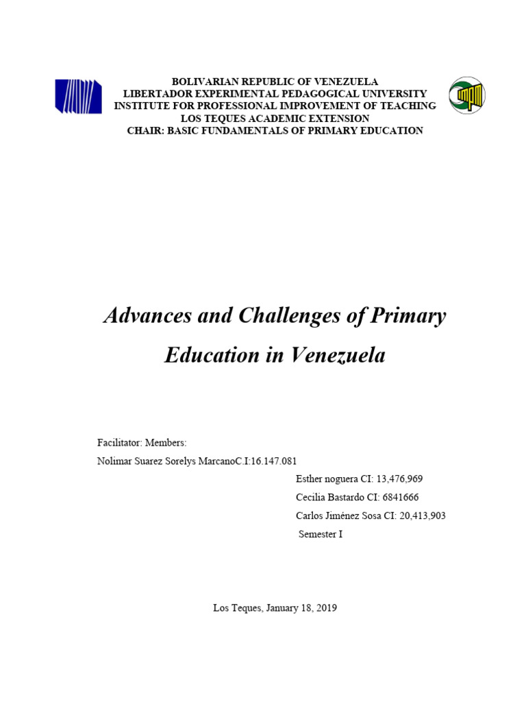 Advances And Challenges Of Primary Education Pdf Venezuela Literacy