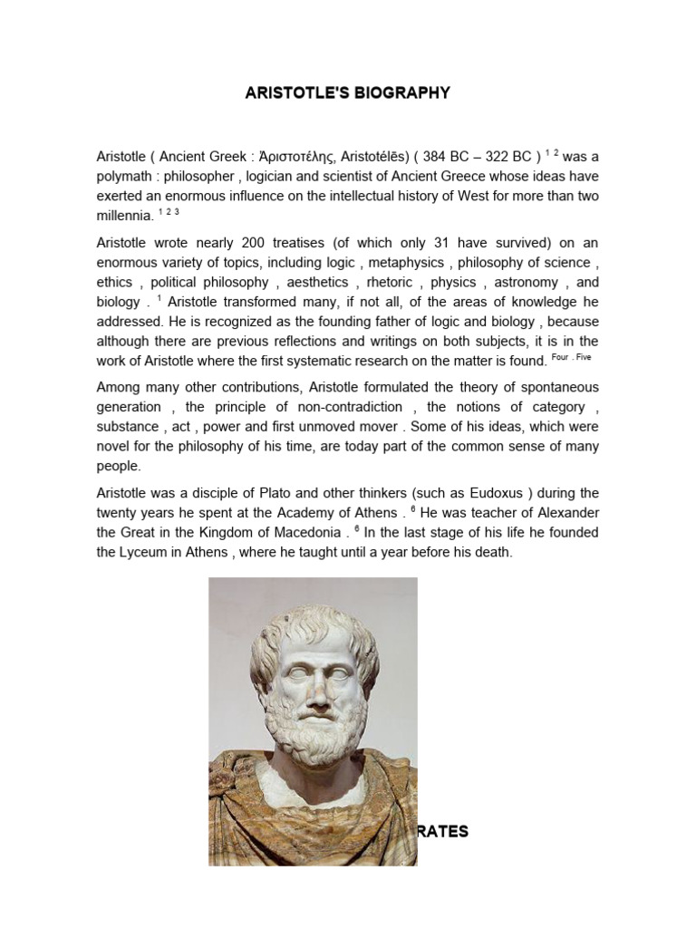 Aristotle's Biography | PDF | Aristotle