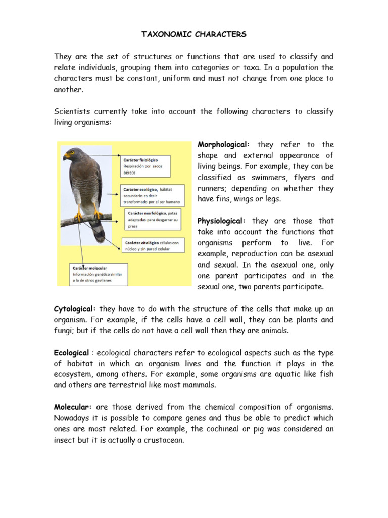 Taxonomic Characters | PDF | Taxonomy (Biology) | Ecology