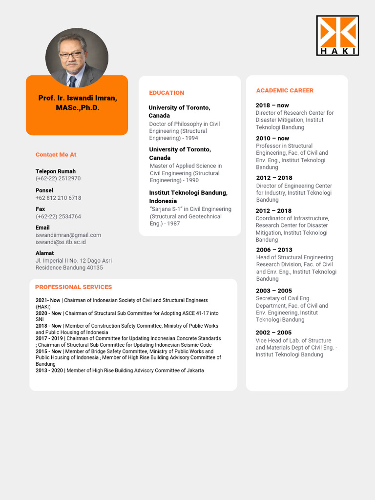 Prof. Iswandi Imran: ITB Contact Info | PDF | Engineering | Civil ...