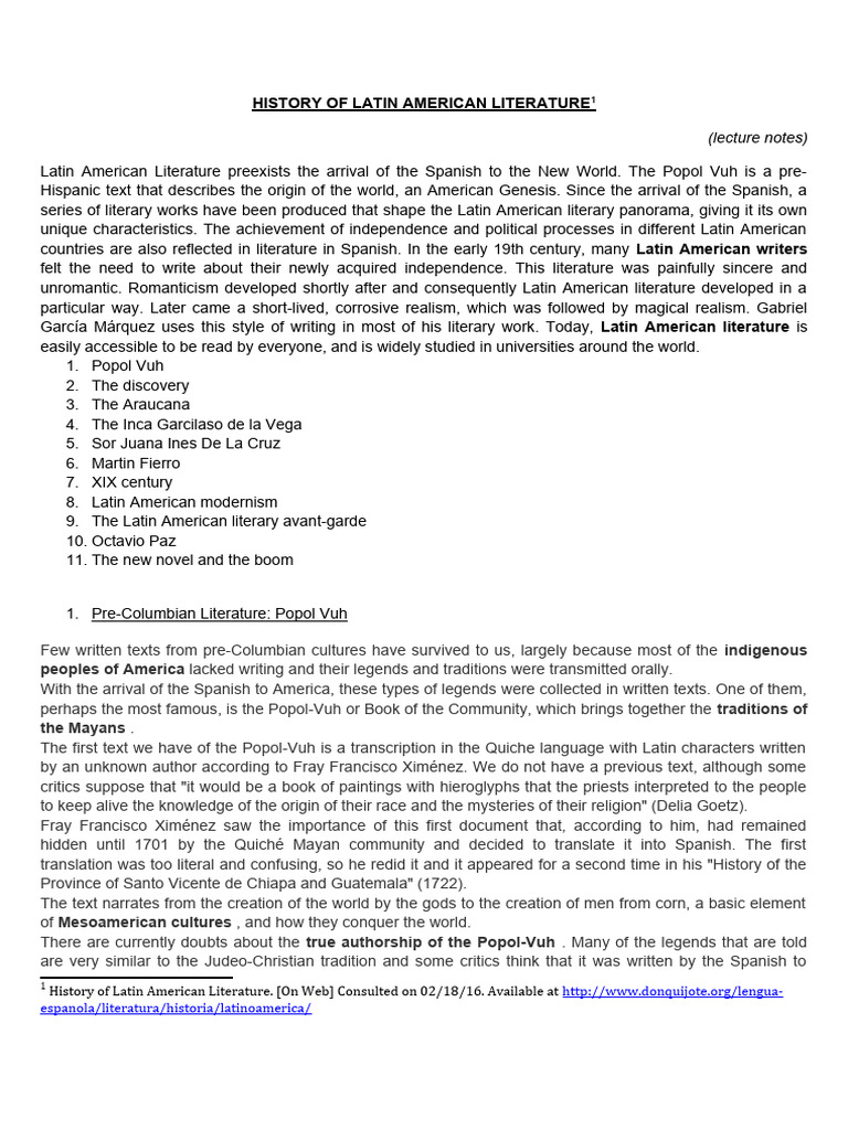 History of Latin American Literature | PDF | Latin American Literature