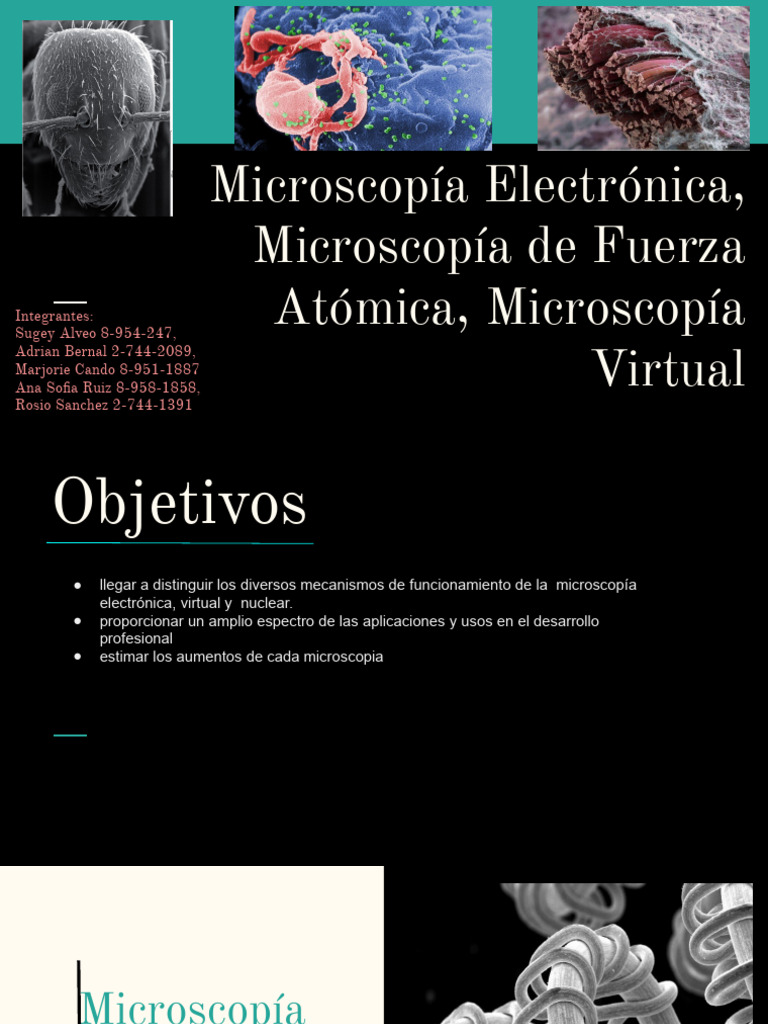 Microscopía Electrónica, Microscopía de Fuerza Atómica, Microscopía Virtual | PDF | Microscopio ...