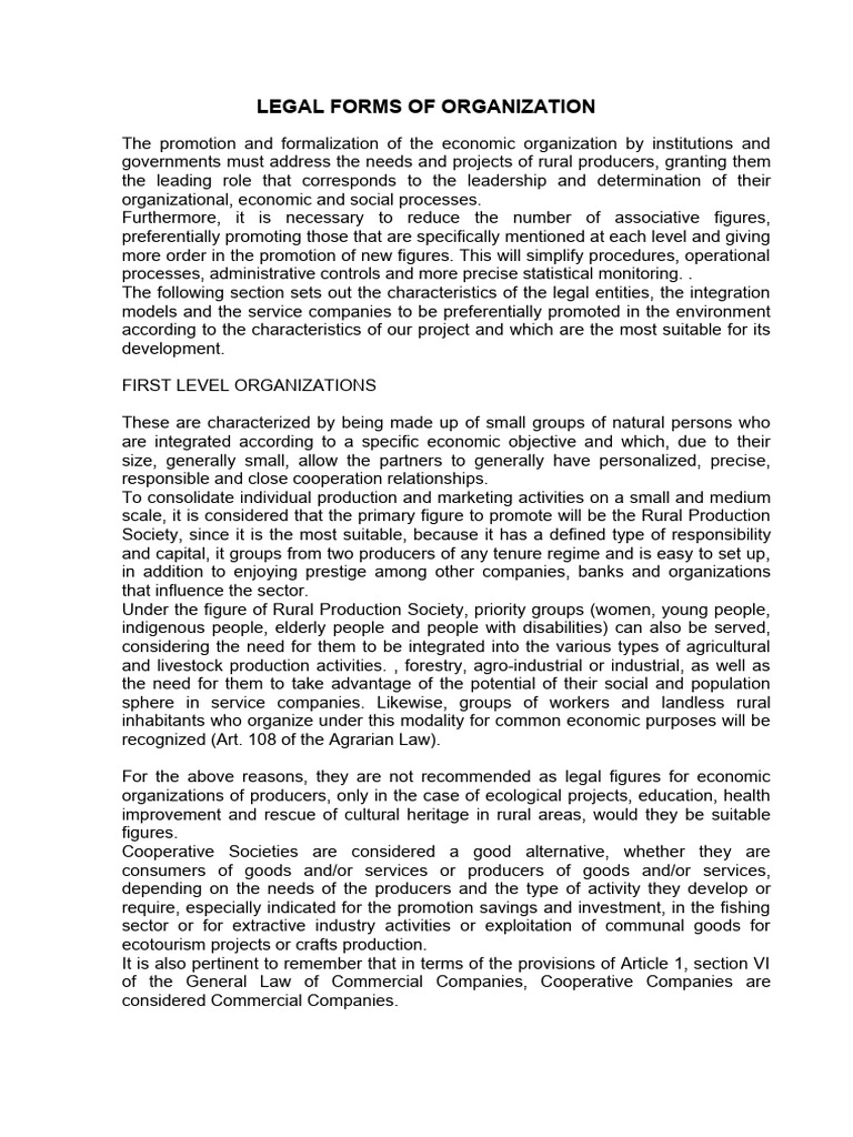 Legal Structures for Rural Organizations | PDF | Horticulture | Soil