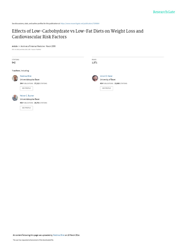 Arch Intern Med 2006 166 285 Nordmann | PDF | Dieting | Low ...