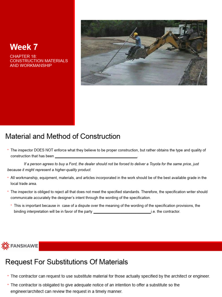 Chapter 18 - Materials & Workmanship - Student Only | PDF | Specification (Technical Standard ...