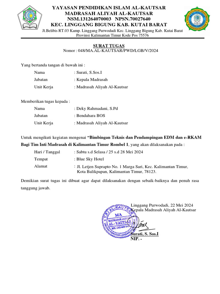 SURAT TUGAS EDM Dan E-KAM | PDF | Karier & Perkembangan