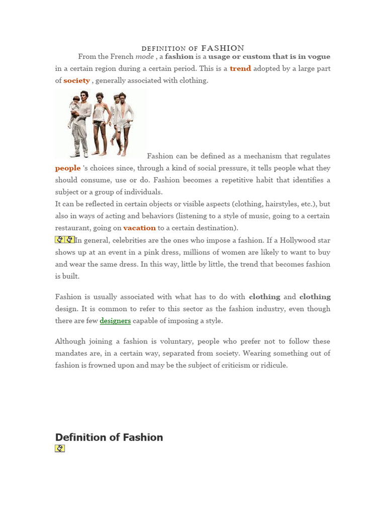 Definition of Fashion | PDF | Fashion | Clothing