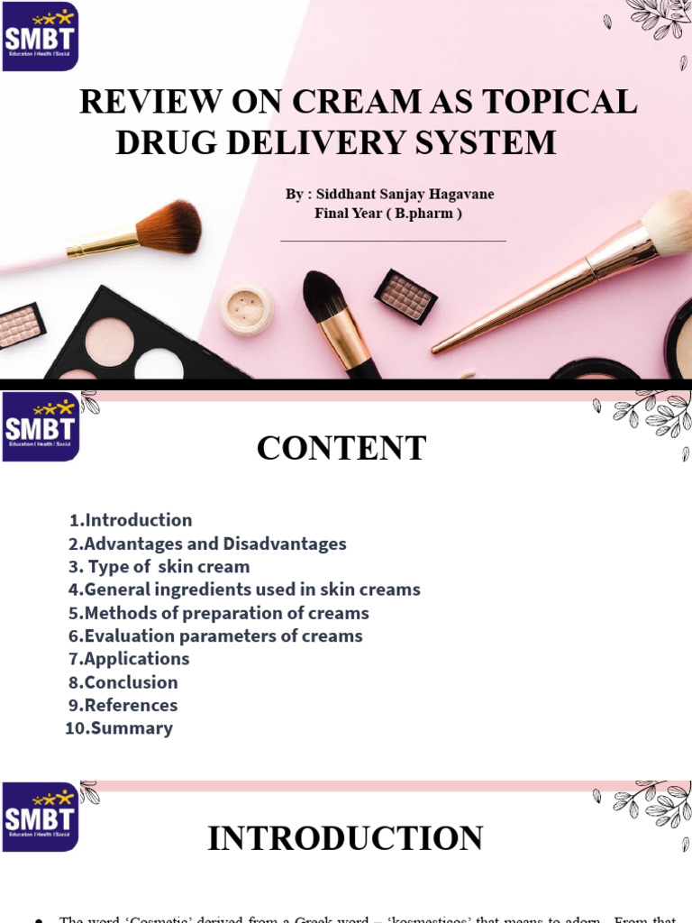 Cream As Topical Drug Delivery - PPTM | PDF | Topical Medication | Emulsion