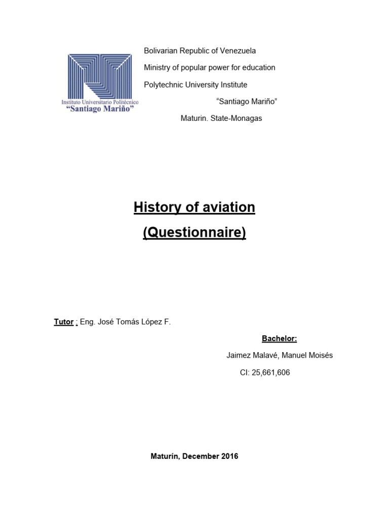 History of Aviation Quiz | Download Free PDF | Airplane | Aviation