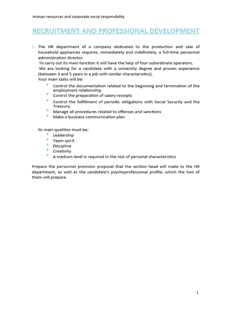 Exercises To Deliver HR and CSR | PDF | Recruitment | Web Design