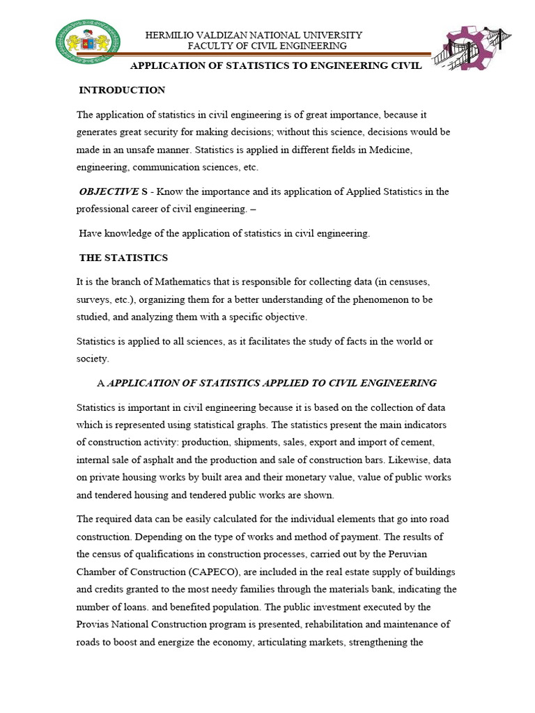 Application Of Statistics To Civil Engineering Pdf Statistics Engineering