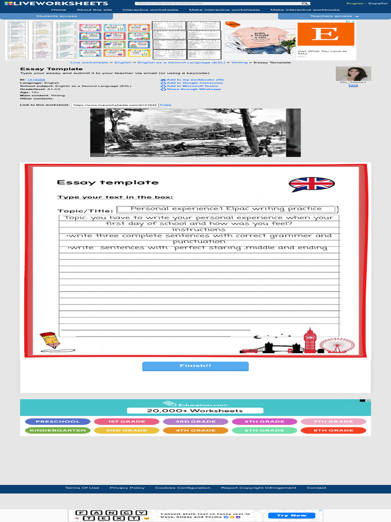 Essay Template Activity | PDF | English As A Second Or Foreign Language ...