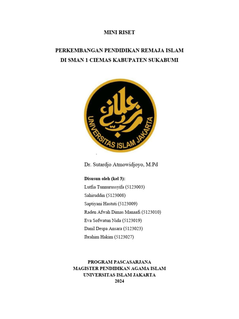 Bismillah FINAL Mini Riset Pengembangan Pendidikan Remaja Islam | PDF | Karier & Perkembangan