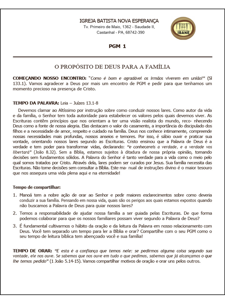 Material para o PGM - Word | PDF | Oração | Sabedoria