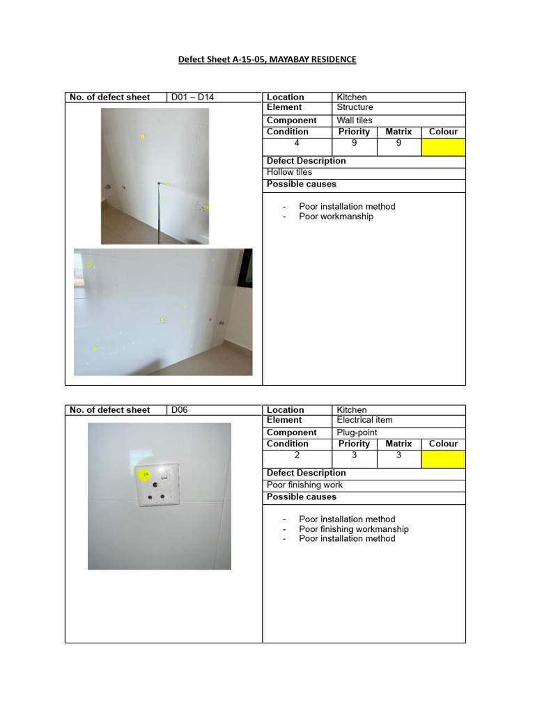 Gamuda Defect | PDF | Tile | Wall