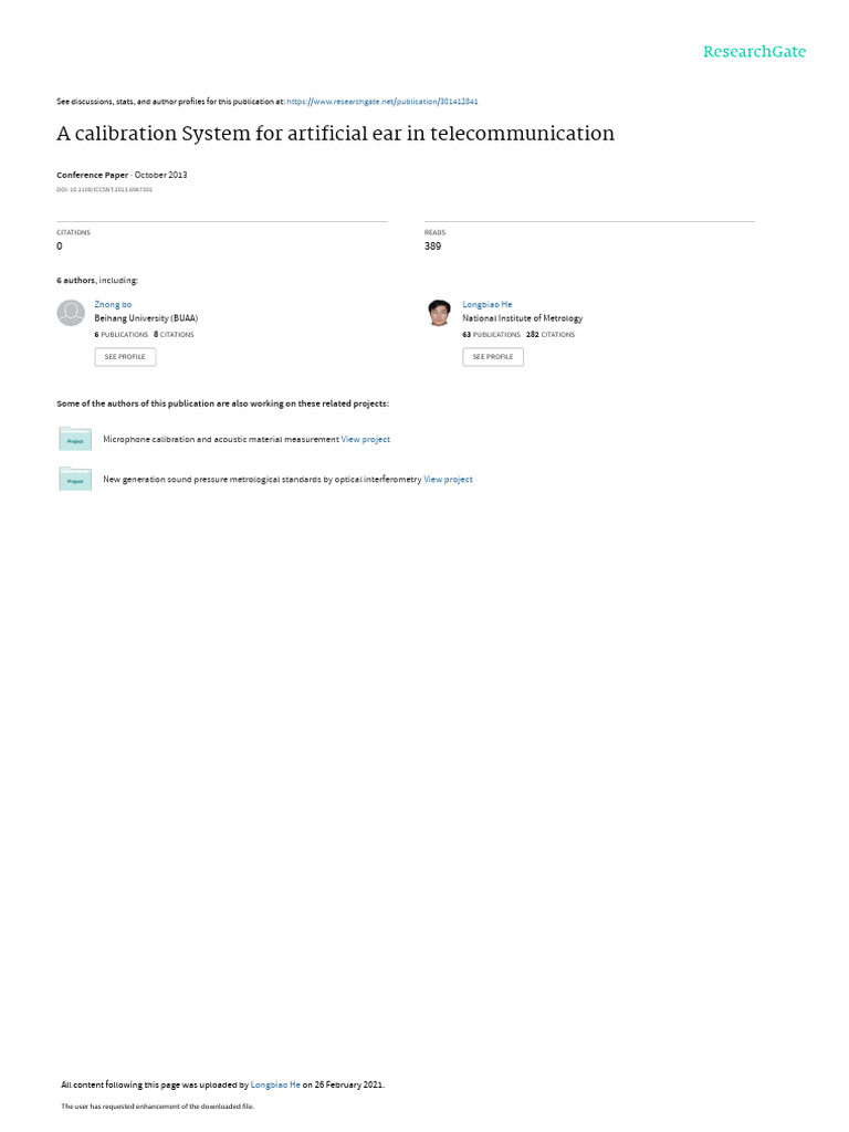A Calibration System | PDF | Microphone | Calibration
