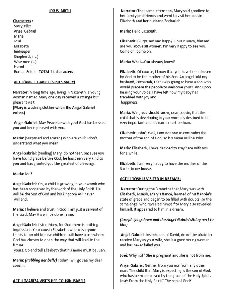Theater Script - The Birth of Jesus | PDF | Mary, Mother Of Jesus ...