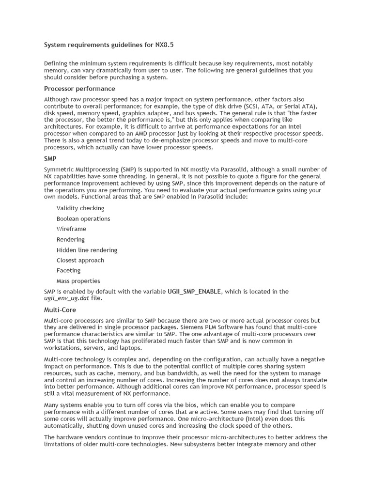System Requirements Guidelines NX 8 5 | PDF | Multi Core Processor | 64 ...