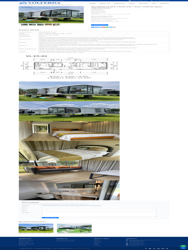 Model E5 Prefab Tiny House Volferda Space Capsule House | PDF ...