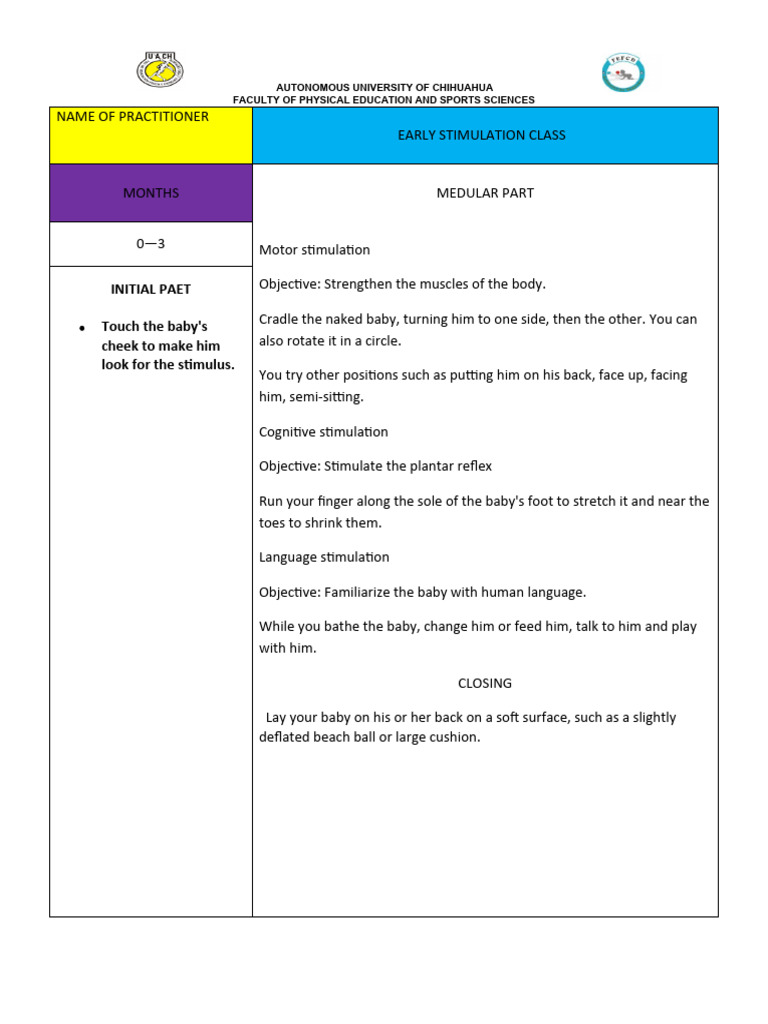 Early Stimulation Activities for Infants | PDF | Toys | Hand