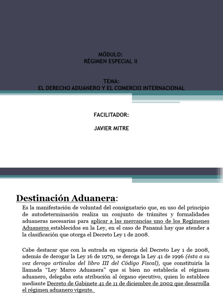 Regimen Especial II UNESCPA Clase IV Abril 2016 | PDF | aduana | Arancel