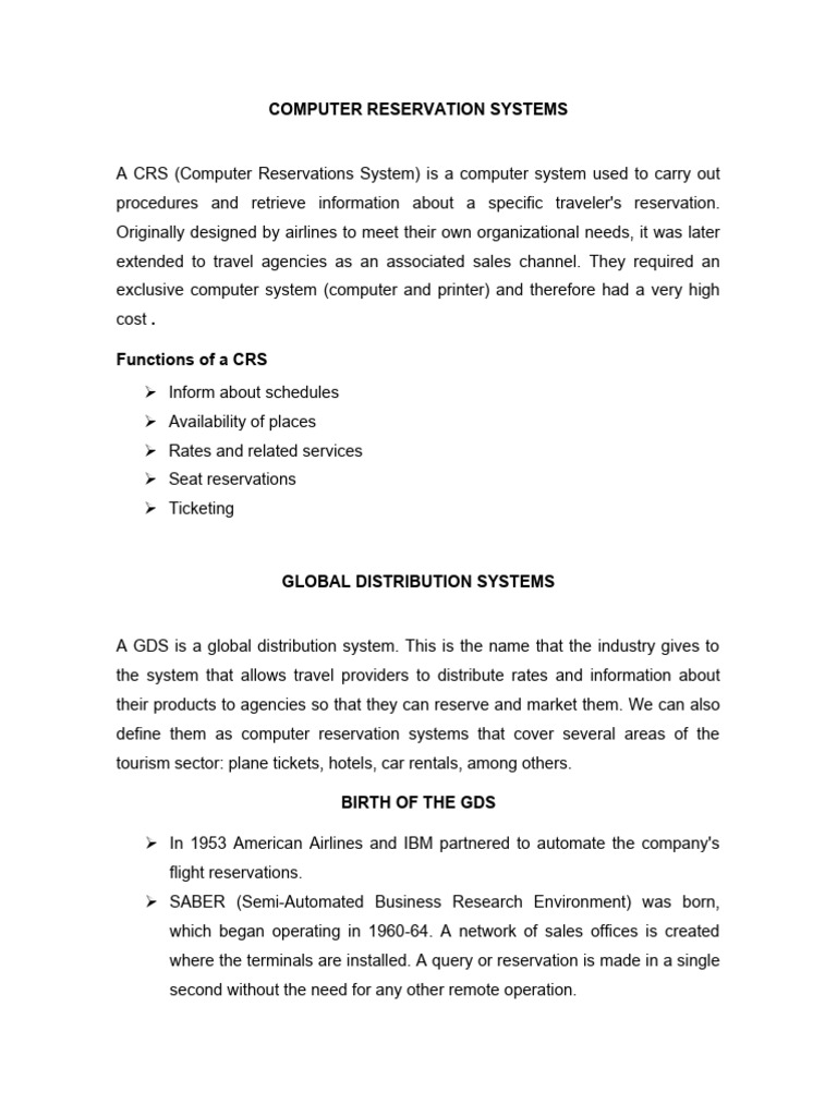 Understanding Computer Reservation Systems | PDF | Civil Aviation ...