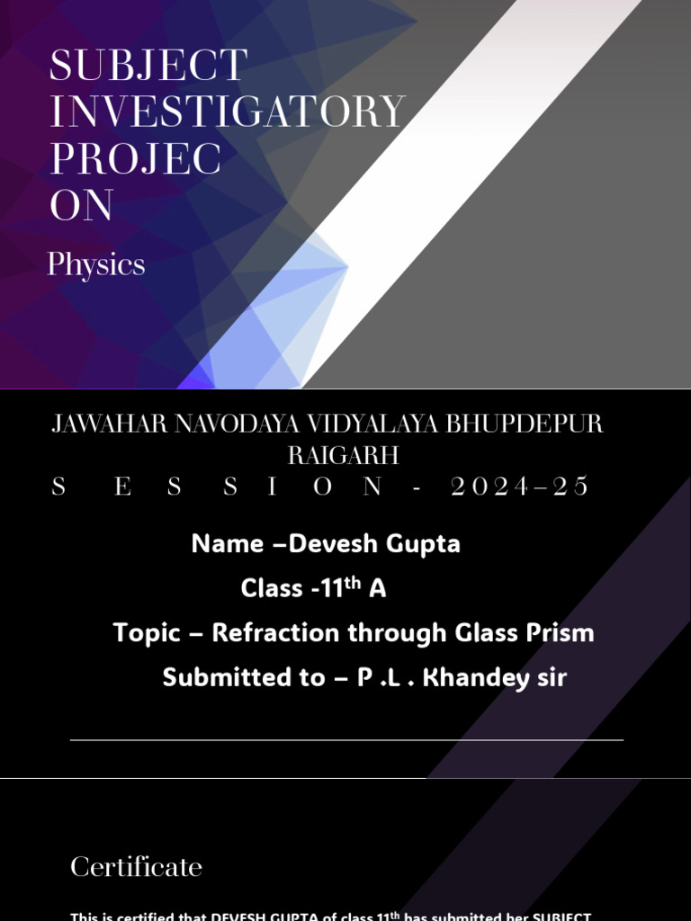 Refraction in Glass Prism Project | PDF | Refraction | Optics