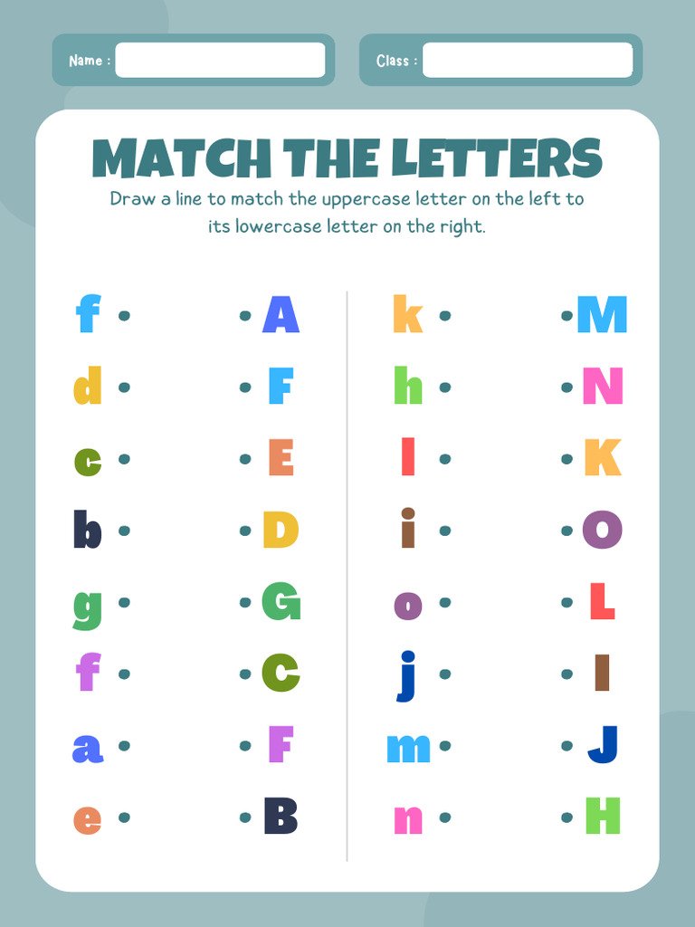 Colorful Fun Match The Letters Worksheet | PDF