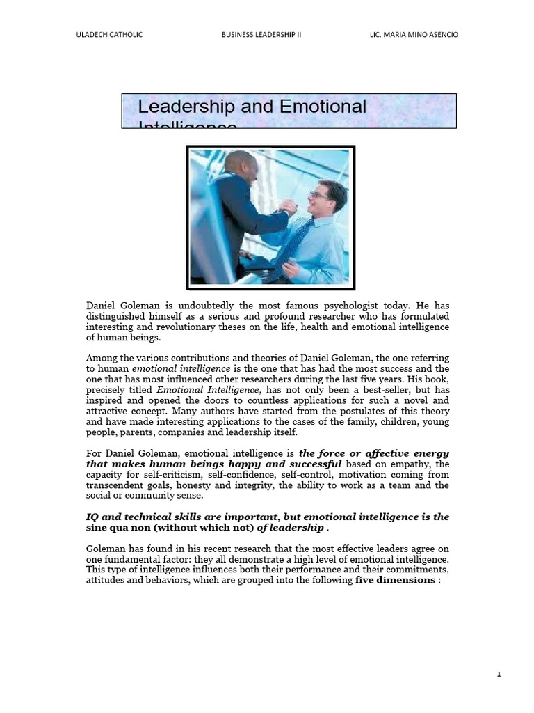 Leadership and Emotional Intelligence | PDF | Emotional Intelligence | Leadership