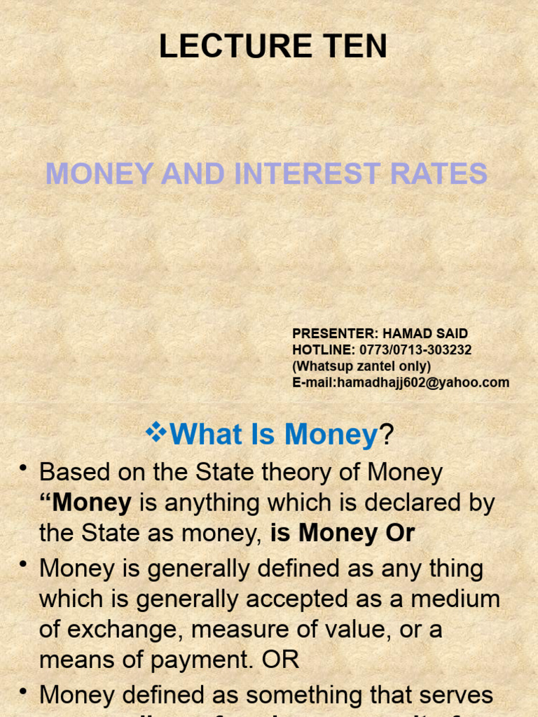 Lecture Ten 2024 | PDF | Money | Interest