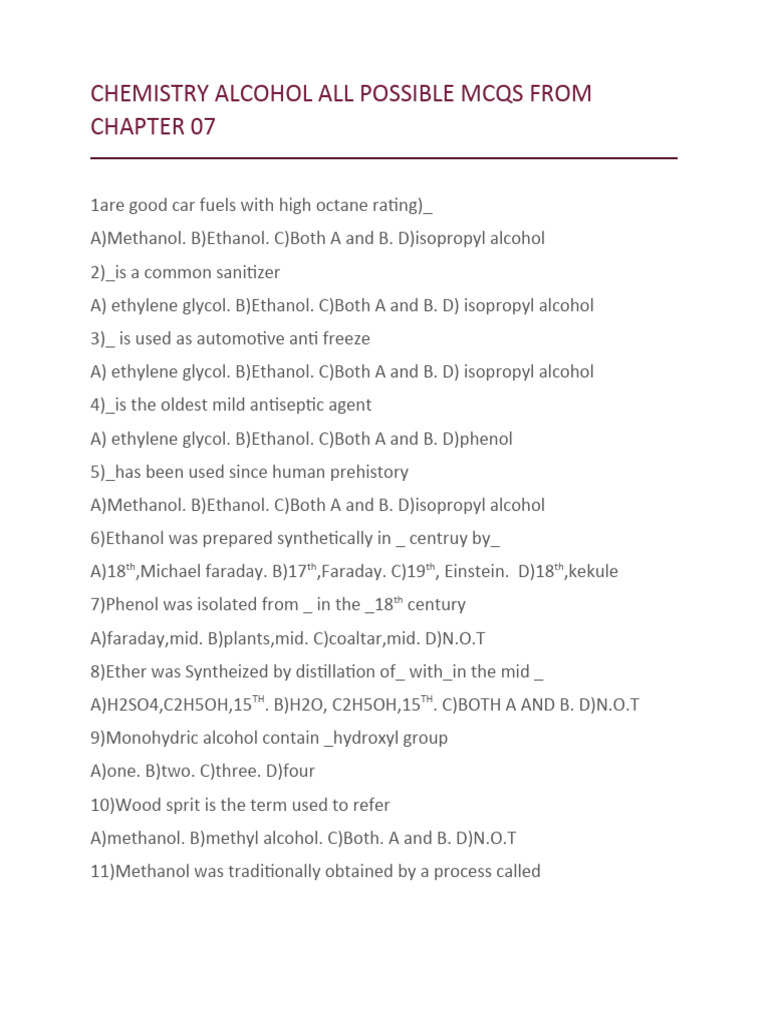 Alcohol | PDF | Aldehyde | Ester