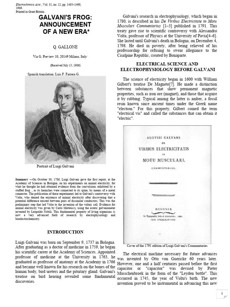 Galvani's Frog | PDF | Electricity | Electrical Engineering
