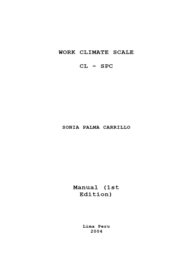 Work Climate Scale CL-SPC Overview | PDF | Leadership | System