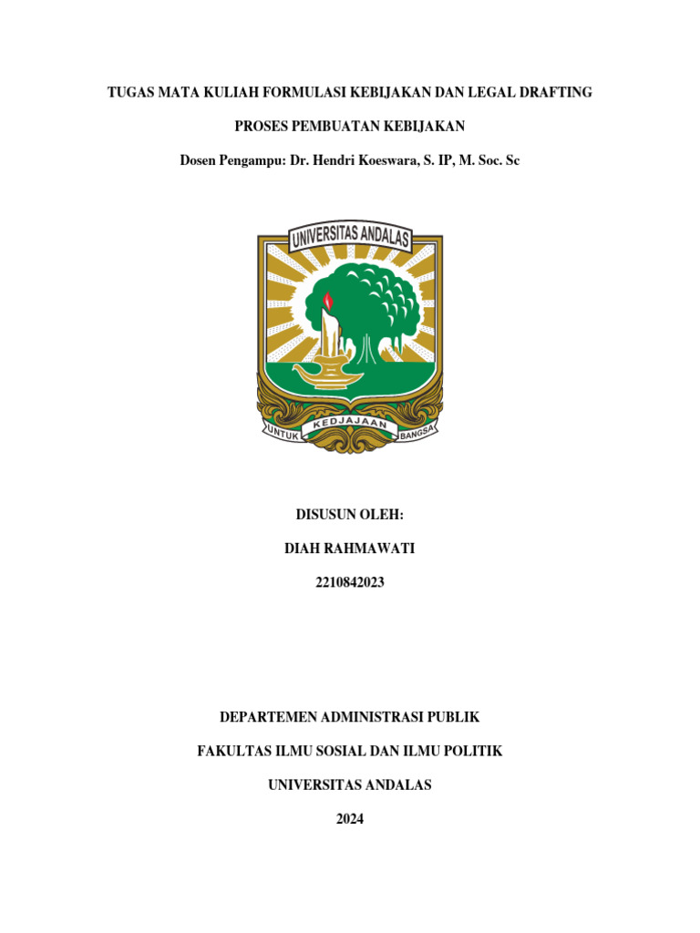Formulasi Kebijakan Dan Legal Drafting | PDF Formulasi Kebijakan Dan Legal Drafting | PDF