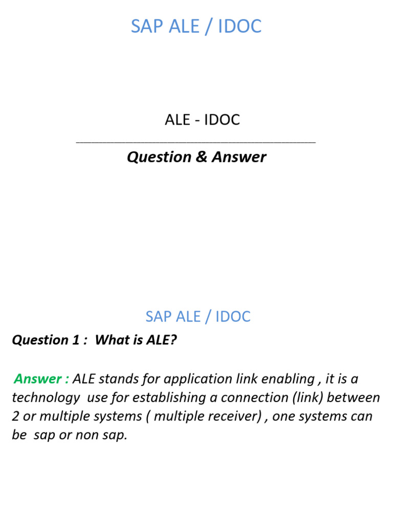 ALE IDOC Question Answer | PDF | Electronic Data Interchange | Information Technology