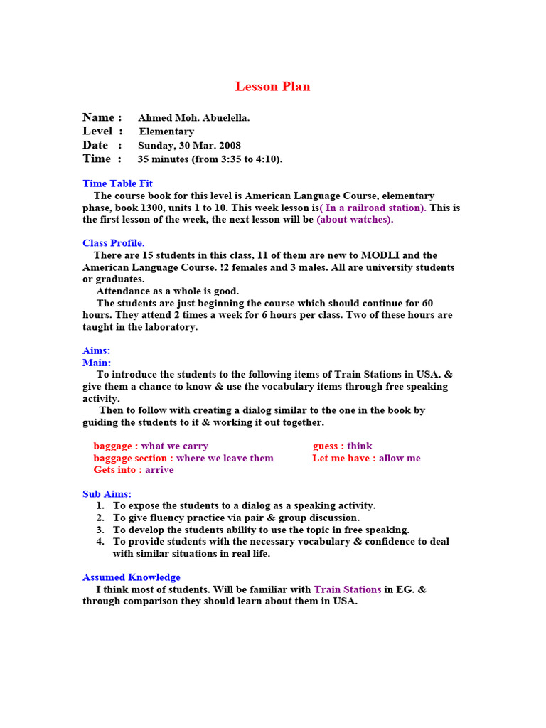 Lesson Plan, Speaking, Elem | PDF | Cognitive Science | Human Communication