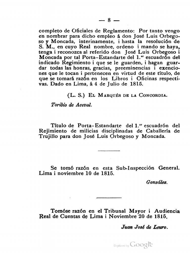 Luis Orbegoso - Documentos Mariscal Orbegoso 1 - 1908 Lima-Page26 | PDF