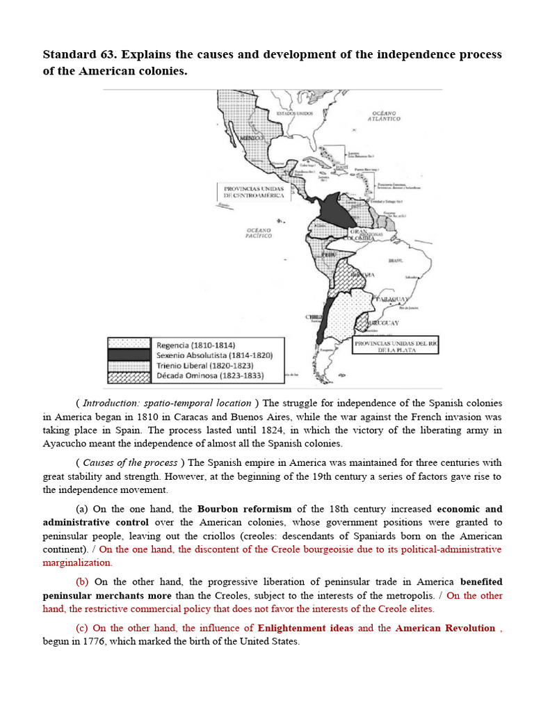 Standard 63. Indep American Colonies | PDF | Latin America | Former ...