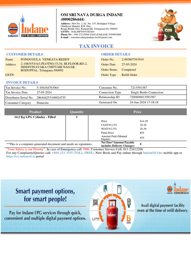 Invoice | PDF | Liquefied Petroleum Gas | Insurance