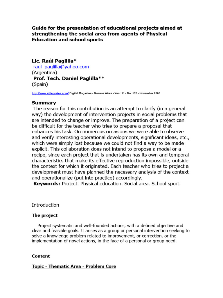 Physical Education Project | PDF | Methodology | Science